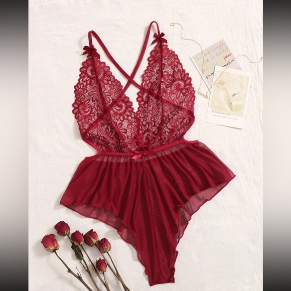 SHEIN | Intimates & Sleepwear | Classic Sexy Contrast Lace Sheer Mesh ...
